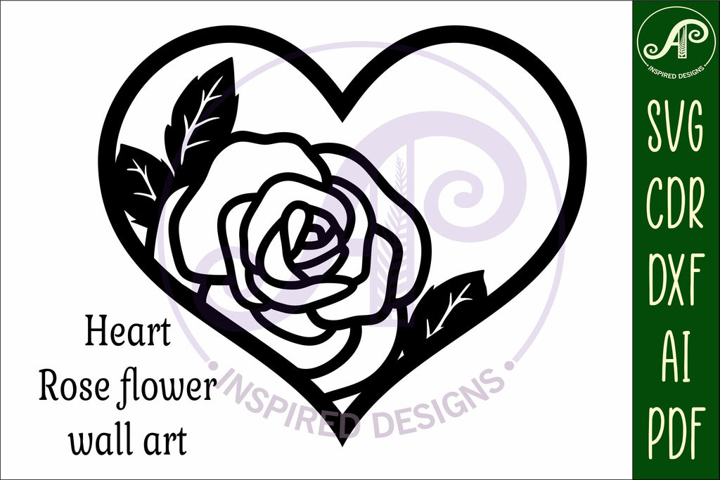 Rose flower heart wall sign, SVG file. - So Fontsy