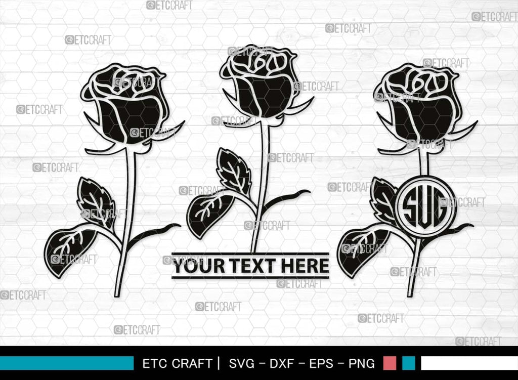 Rose Monogram, Rose Silhouette, Rose SVG, Flower Svg, Floral Svg ...