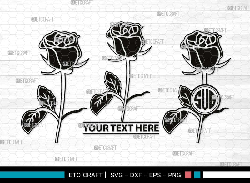 Rose Monogram, Rose Silhouette, Rose SVG, Flower Svg, Floral Svg ...