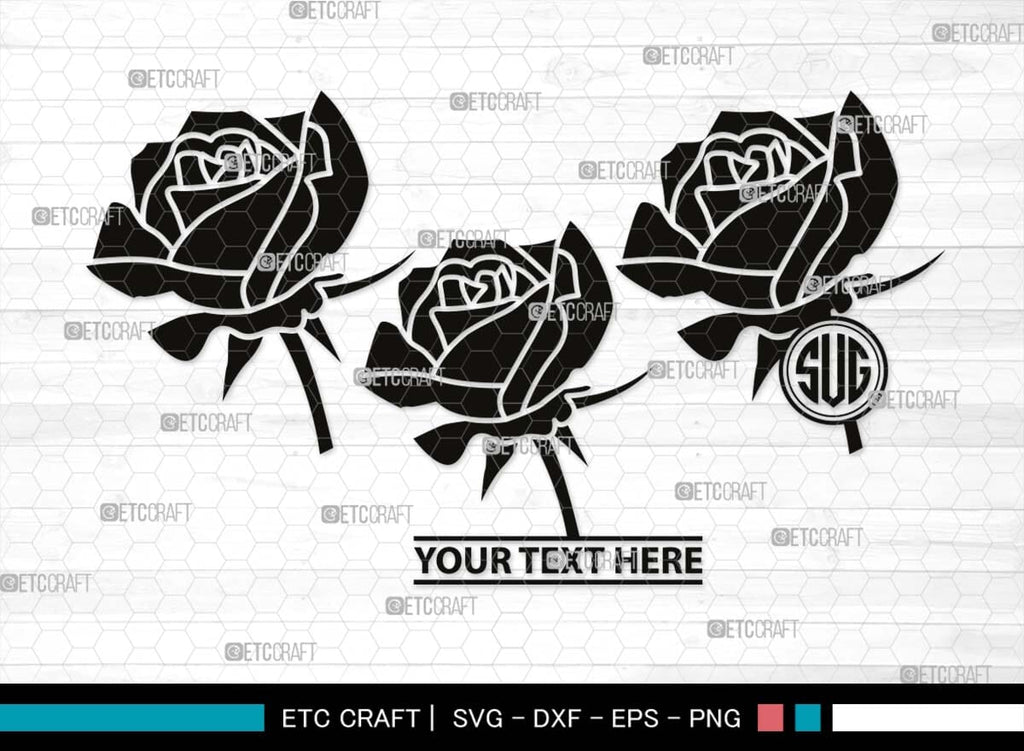 Rose Monogram, Rose Silhouette, Rose SVG, Flower Svg, Floral Svg ...