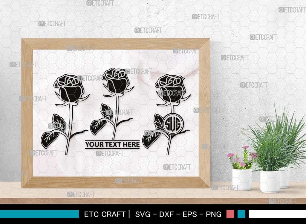 Rose Monogram, Rose Silhouette, Rose SVG, Flower Svg, Floral Svg ...