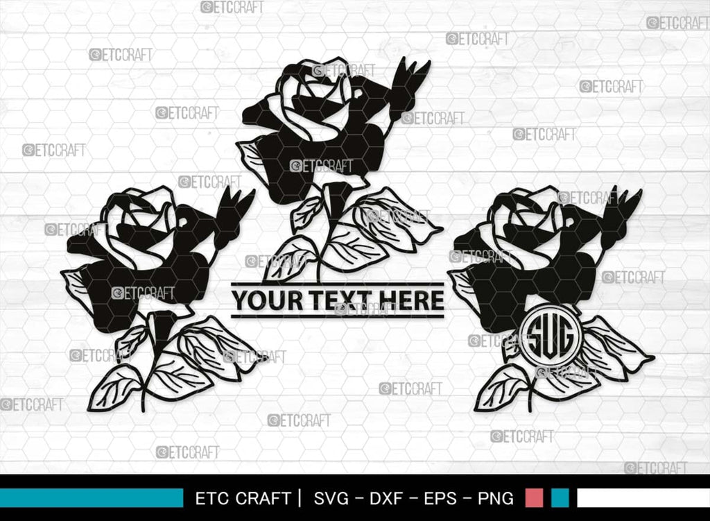 Rose Monogram, Rose Silhouette, Rose SVG, Flower Svg, Floral Svg ...
