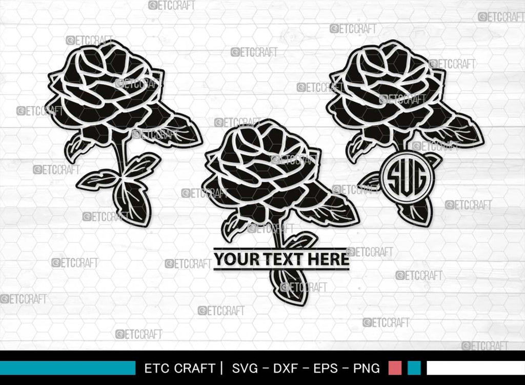 Rose Monogram, Rose Silhouette, Rose SVG, Flower Svg, Floral Svg ...