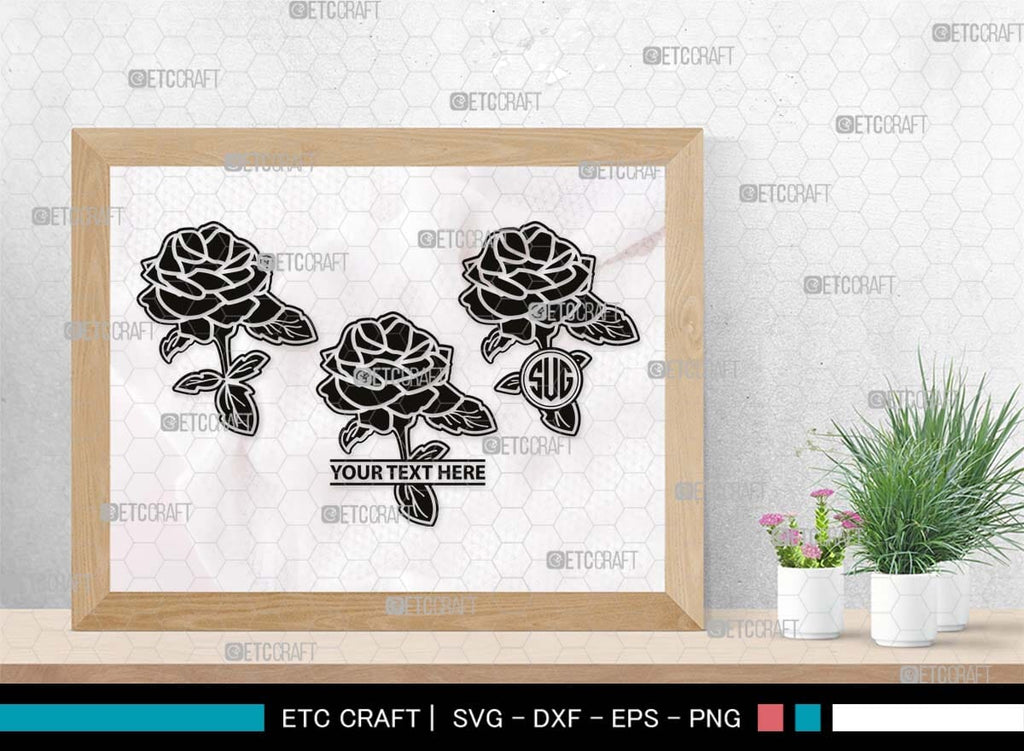 Rose Monogram, Rose Silhouette, Rose SVG, Flower Svg, Floral Svg ...