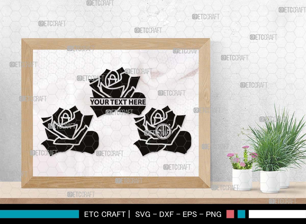 Rose Monogram, Rose Silhouette, Rose SVG, Flower Svg, Floral Svg ...