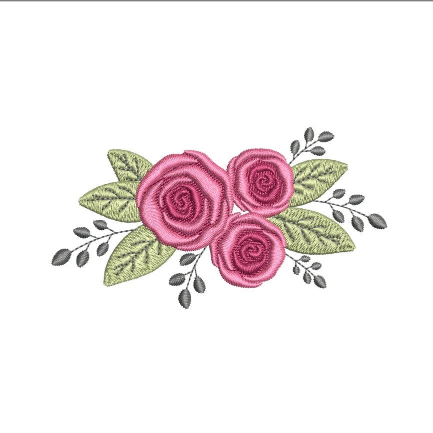 Roses embroidery design, 3 sizes, Instant Download - So Fontsy