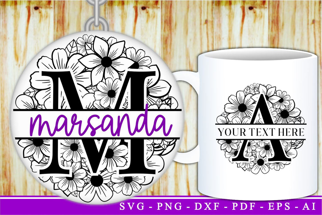 Round Flower Split Alphabet Monograms Letter SVG Files Design, Circle ...