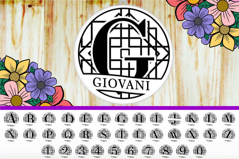 Round Monogram Split Letters SVG Cut Files Designs, Family Name Sign ...