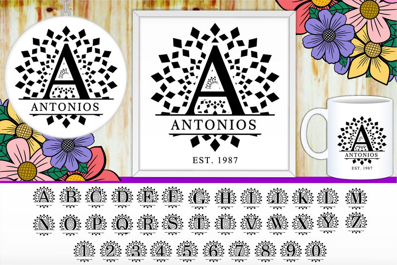 Round Monogram Split Letters SVG Cut Files Designs, Family Name Sign ...