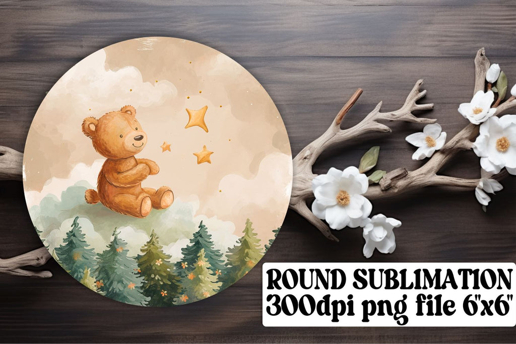 Round Watercolor Teddy Keyring Set - So Fontsy