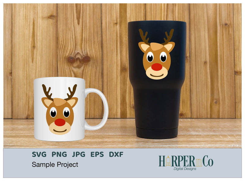 Rudolf Red Nosed Reindeer SVG PNG Cut EPS File - So Fontsy