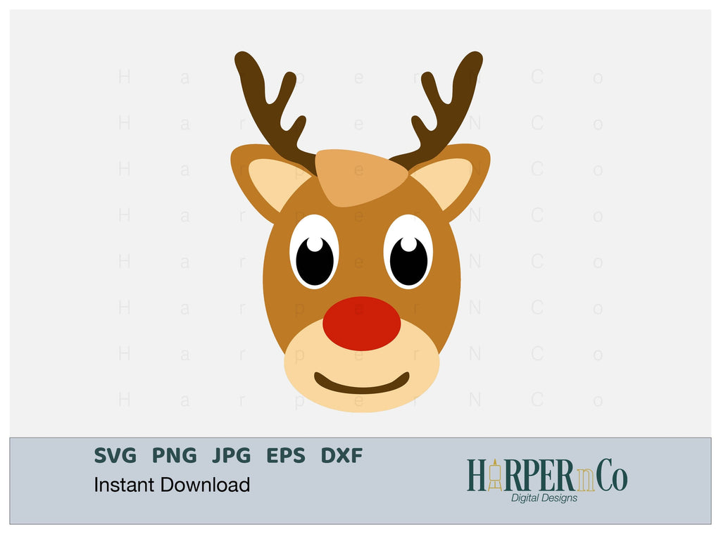 Rudolf Red Nosed Reindeer SVG PNG Cut EPS File - So Fontsy