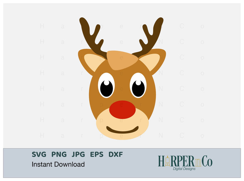 Rudolf Red Nosed Reindeer SVG PNG Cut EPS File - So Fontsy