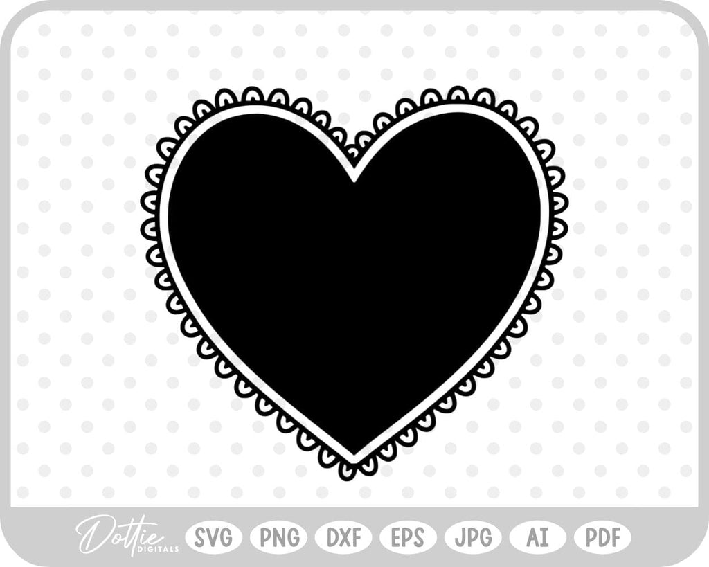 Ruffle Frilly Heart Frame Border - So Fontsy
