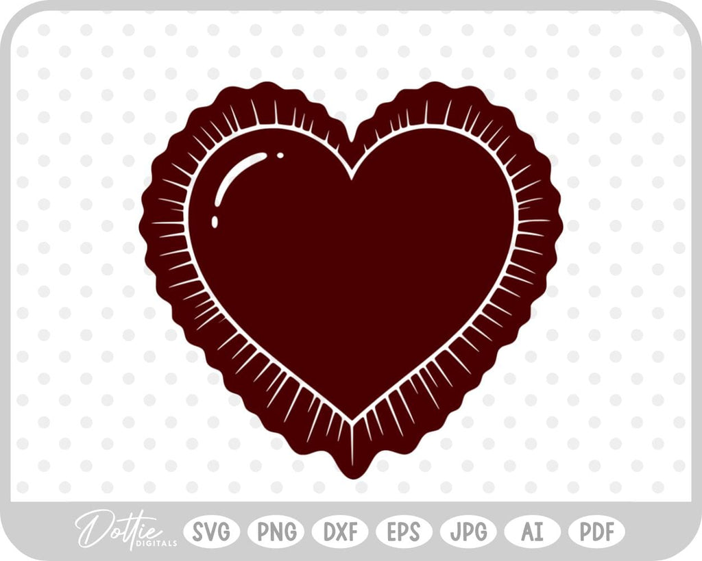 Ruffle Frilly Heart Frame Border - So Fontsy