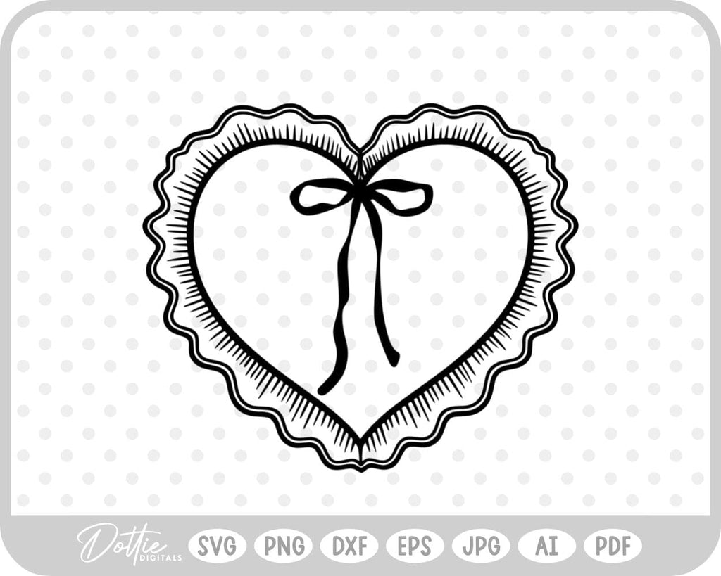 Ruffle Frilly Heart Frame Border - So Fontsy
