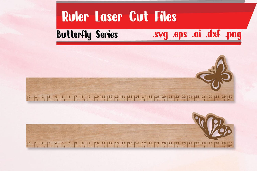 Ruler Laser Cut - Butterfly Series - So Fontsy