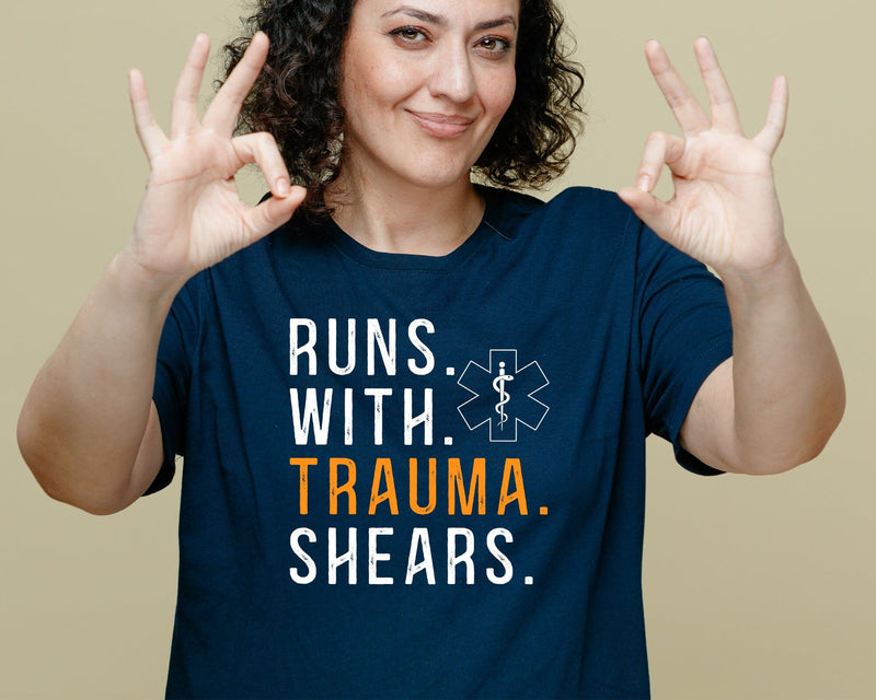 Runs With Trauma Shears EMT Svg, First Responder Gift, Paramedic ...