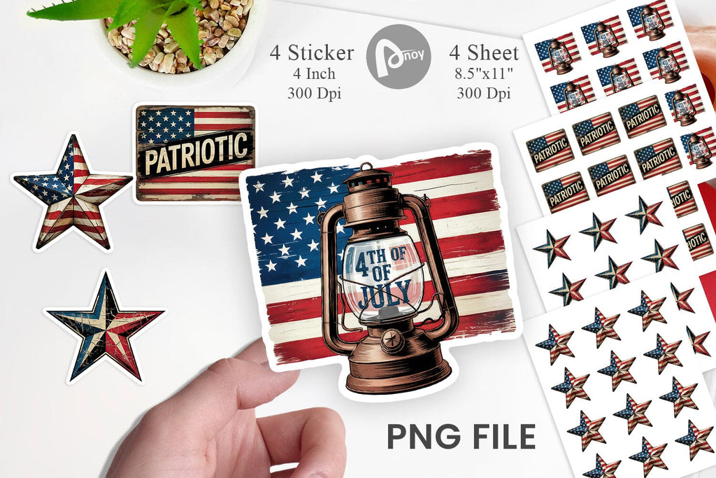 Rustic 4th of July Sticker - So Fontsy