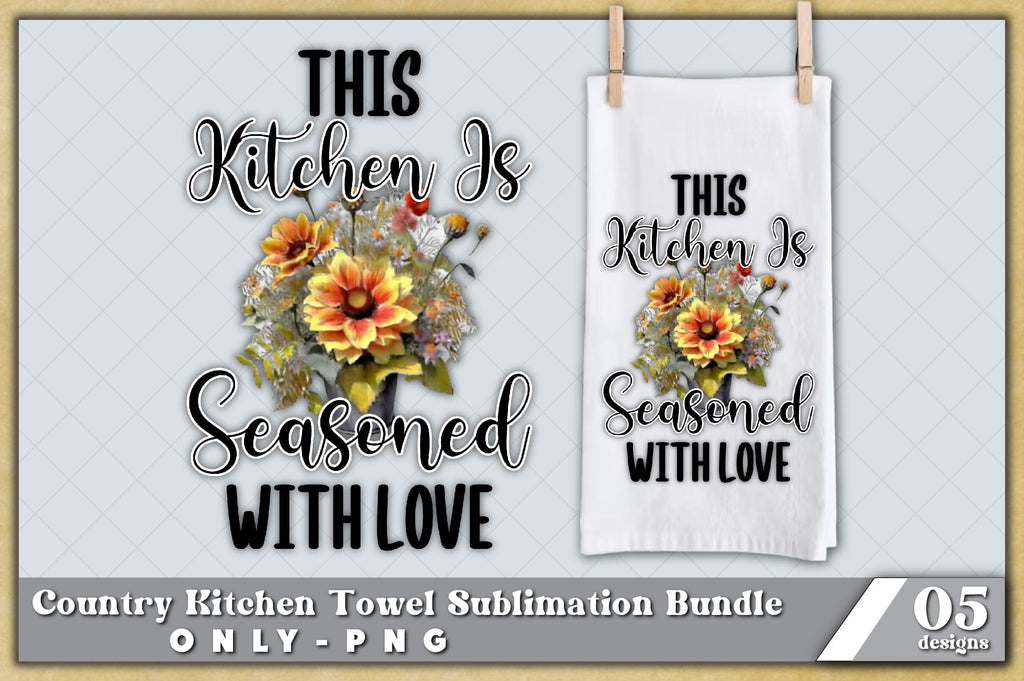 Rustic Flowers in Buckets Kitchen Towel Sublimation Bundle - Kitchen ...