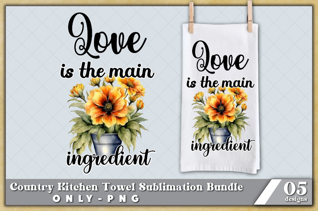 Rustic Flowers in Buckets Kitchen Towel Sublimation Bundle - Kitchen ...