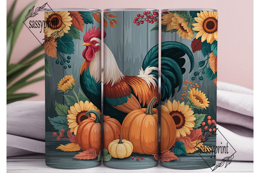 Rustic Rooster Autumn 20oz Tumbler Wrap - So Fontsy