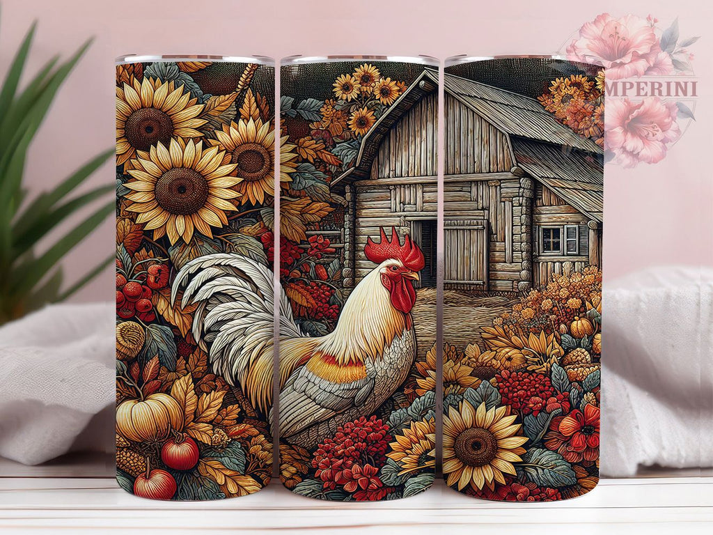 Rustic Rooster Sunflower Farm Tumbler, Country Kitchen Gift, Rooster ...