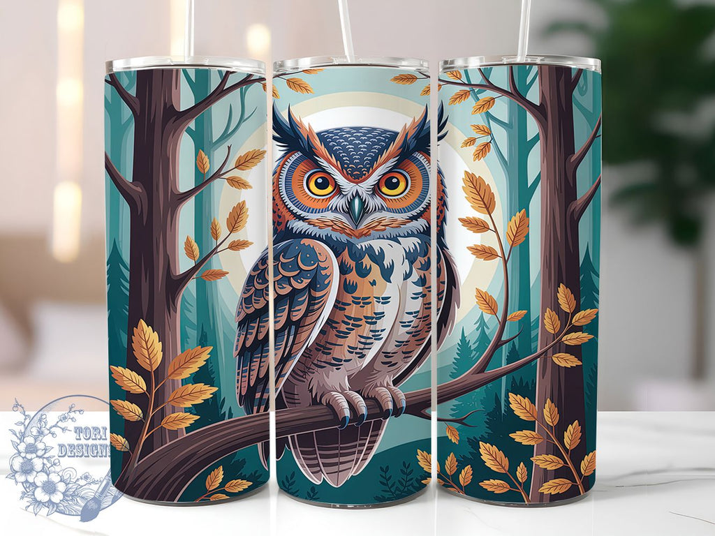 Rustic Woodland Owl Tumbler, Owl Printable Design, 20Oz Sublimation ...