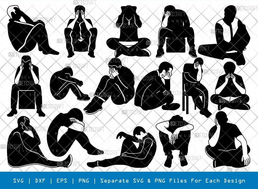 Sad Man Svg Cricut Cut Files Png Bundle, SB01115 - So Fontsy