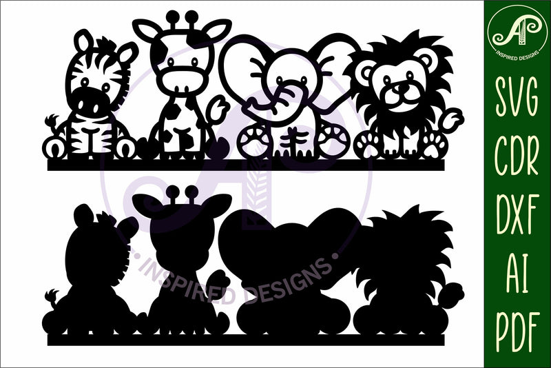 Safari animal line up wall art sign, SVG file. vector file - So Fontsy