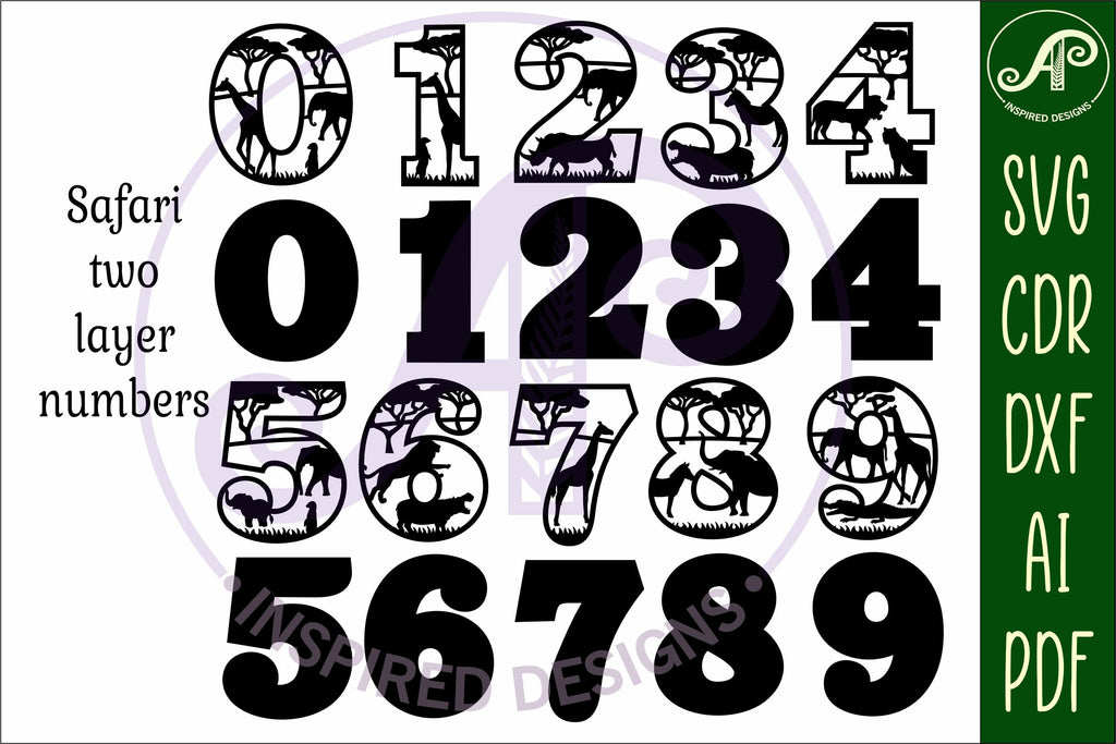 Safari animal number two layer wall sign SVG cut files - So Fontsy