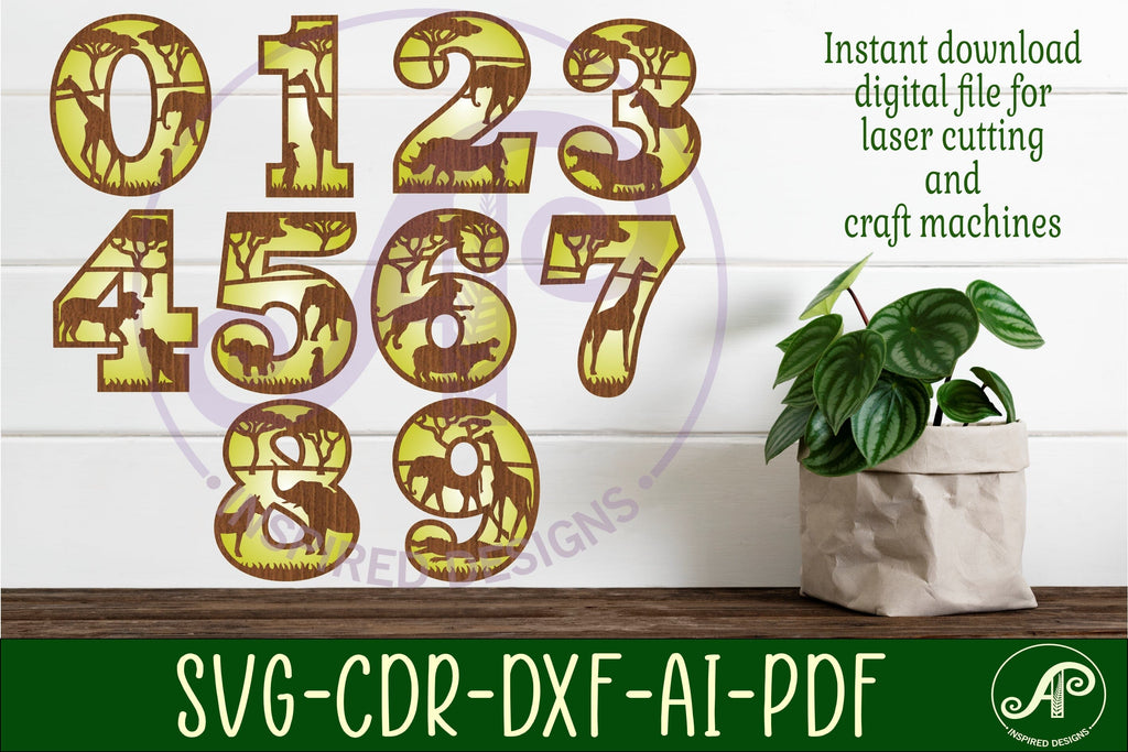 Safari animal number two layer wall sign SVG cut files - So Fontsy