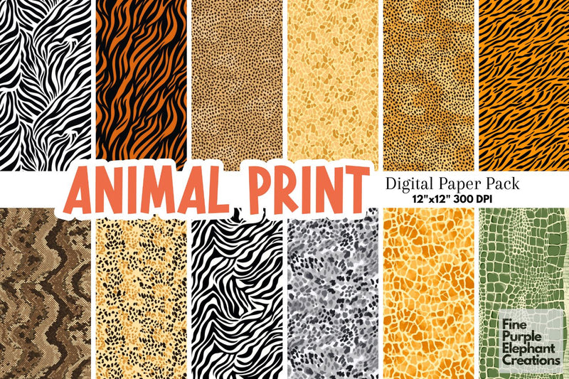 Safari Animal Print Digital Paper | African Wildlife Sublimation - So ...