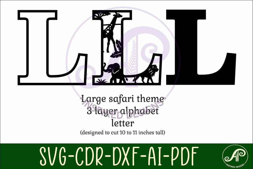 Safari animals Large L wall Letter 3 layer sign - So Fontsy