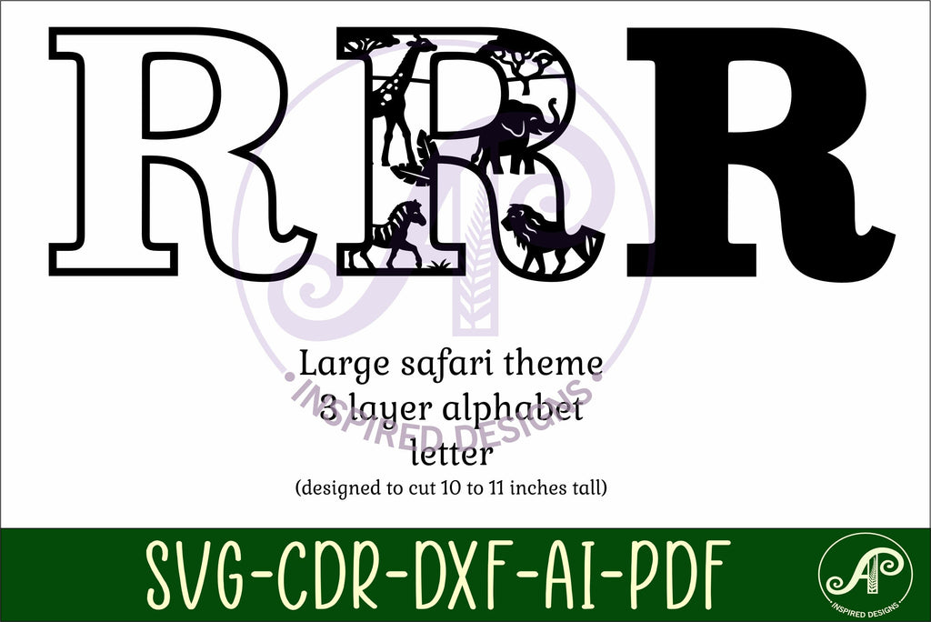 Safari animals Large R wall Letter 3 layer sign - So Fontsy