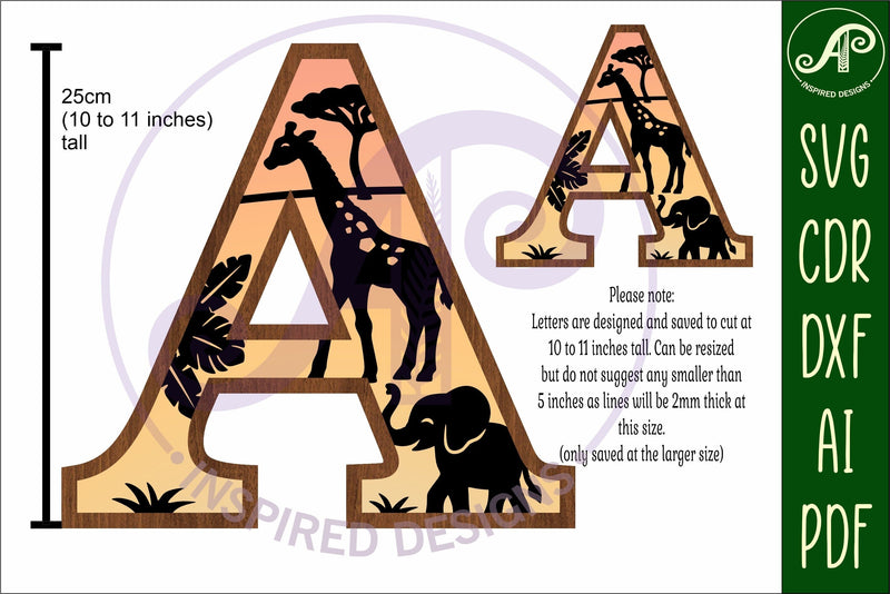Safari animals Large R wall Letter 3 layer sign - So Fontsy