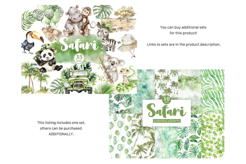 Safari Clipart Bundle | Jungle Animals Set - So Fontsy