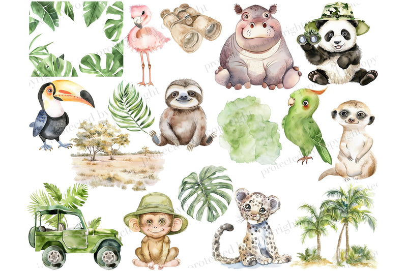 Safari Clipart Bundle | Jungle Animals Set - So Fontsy