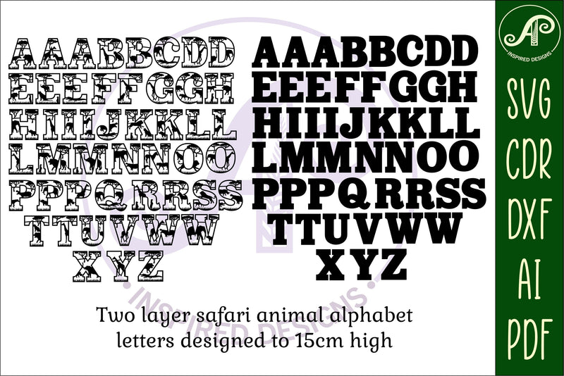 Safari theme alphabet set. 2 layer 49 letters. - So Fontsy