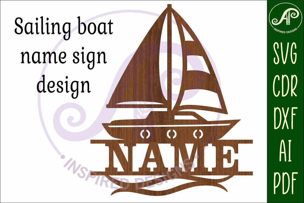 Sailing boat name sign svg laser cut file - So Fontsy