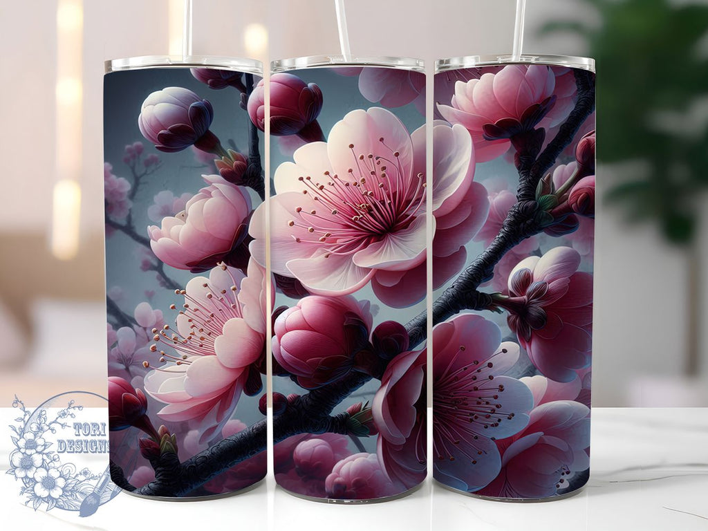 Sakura Blossom Zen Tumbler Wrap, Asian Floral Art, Cherry Blossom ...