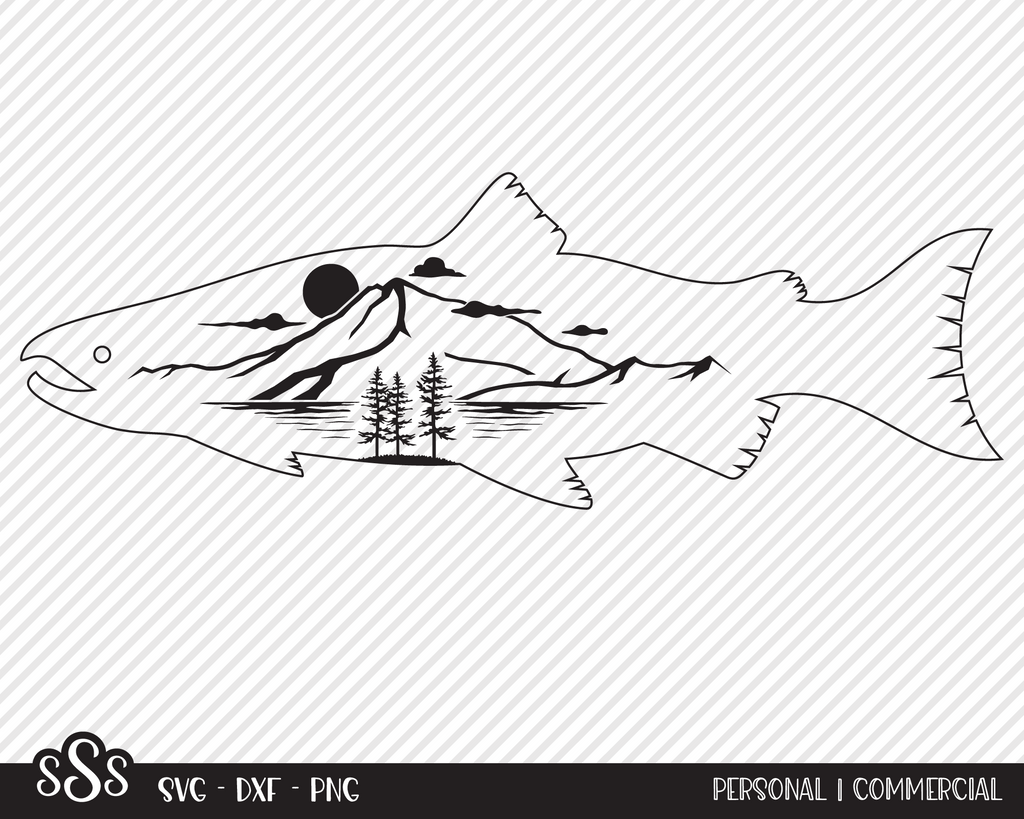 Salmon Outline Mountains - So Fontsy