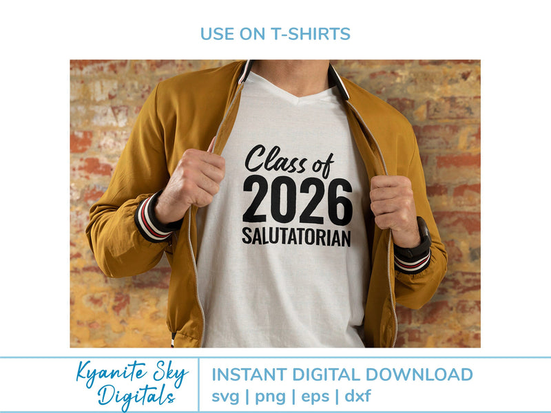 Salutatorian 2026 Graduation SVG vinyl cut files, PNG clipart - So Fontsy