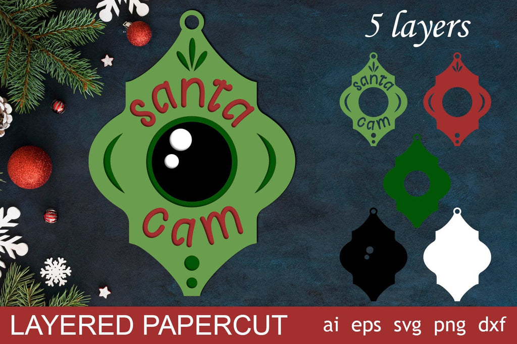 Santa cam ornament svg, 3d layered Christmas template, Arabesque - So ...
