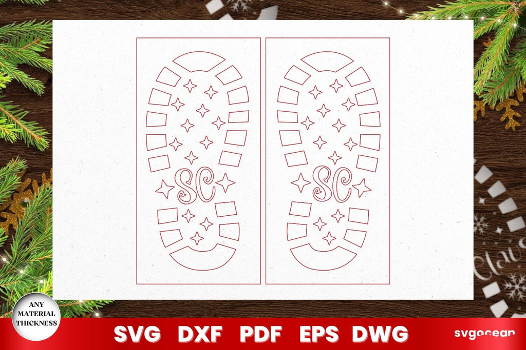 Santa Claus Footprint Stencil Laser Cut - So Fontsy