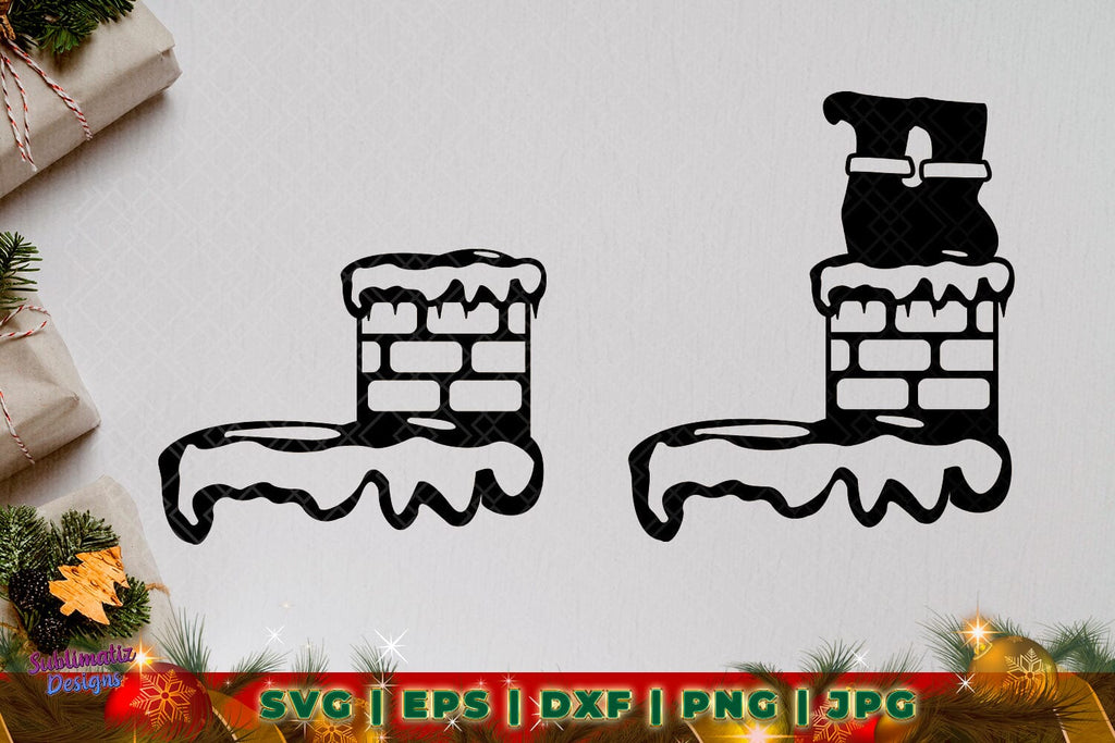 Santa Claus Goes Down A Chimney At Christmas SVG - So Fontsy