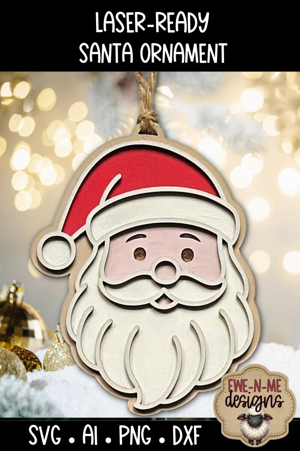 Santa Claus Ornament Laser Ready SVG | Laser Ready SVG - So Fontsy