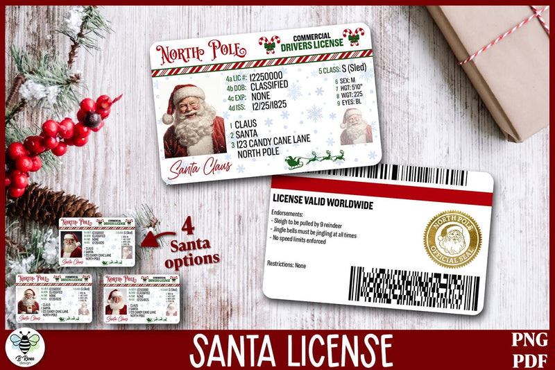 Santa Drivers License PNG | Printable Santa License - So Fontsy