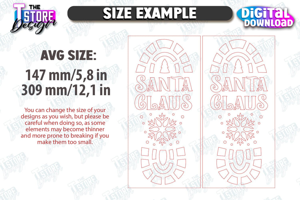 Santa Foot Prints Laser Cut Bundle | Christmas | Footprint Stencils ...