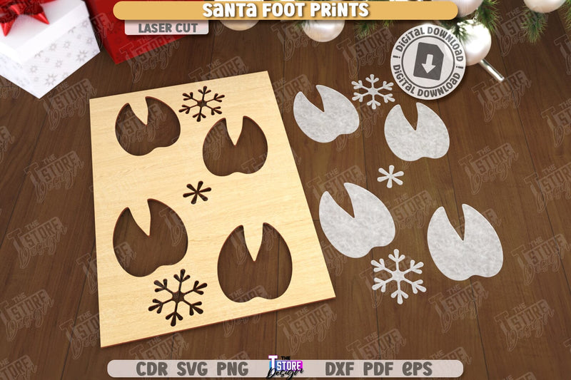 Santa Foot Prints Laser Cut Bundle | Christmas | Footprint Stencils ...